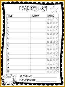 7 Reading Log for High School Students Template | FabTemplatez