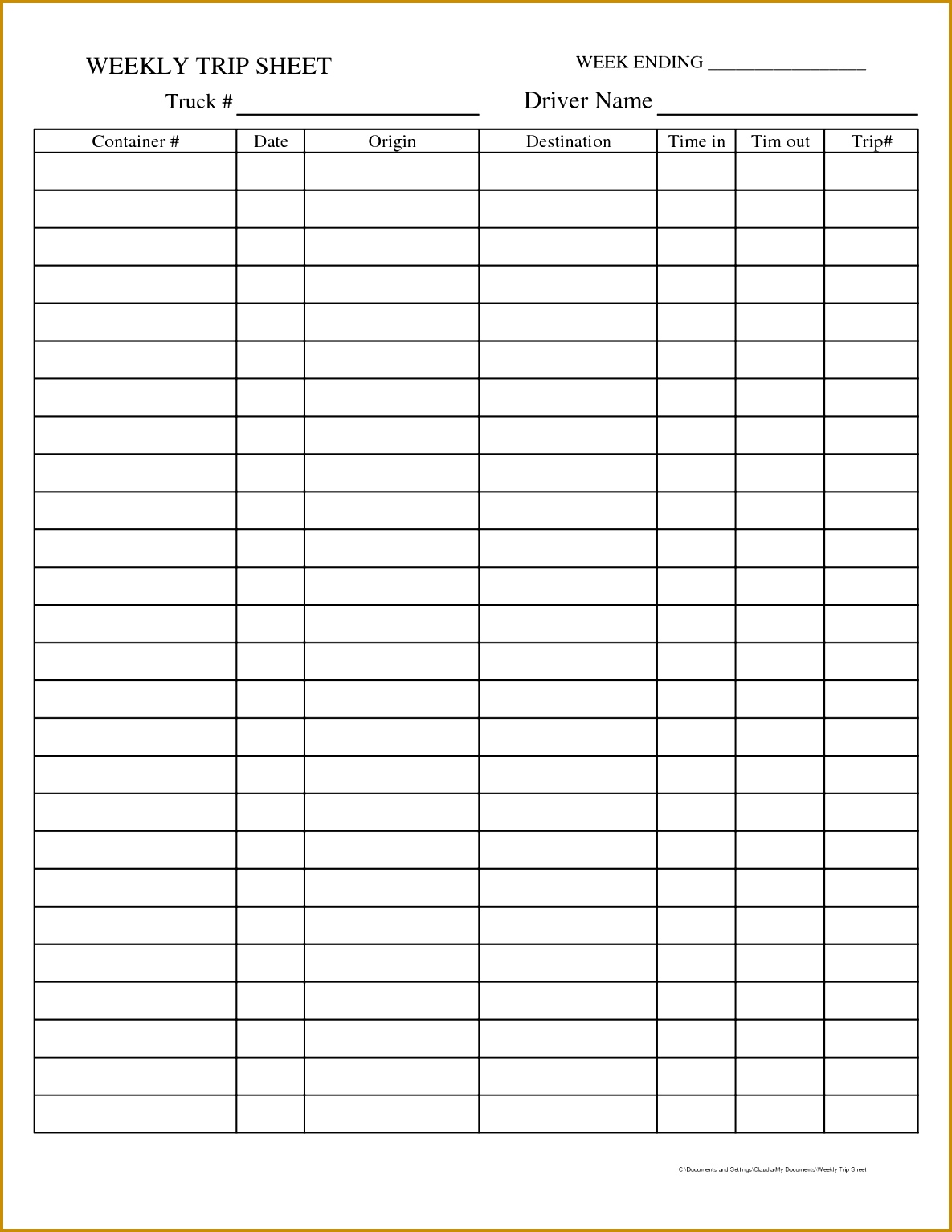 5 Truck Drivers Trip Sheet Template FabTemplatez 5 Truck Drivers Trip Sheet Template FabTemplatez
