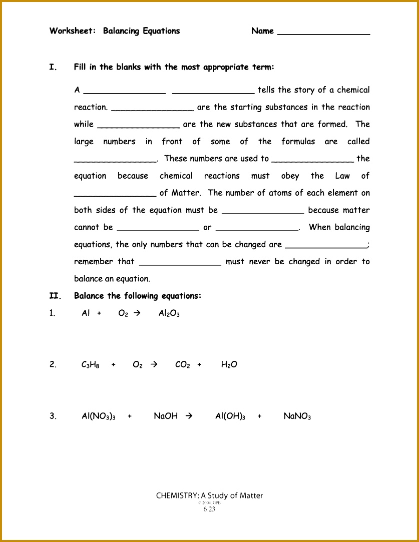 4 Balancing Chemical Equations Worksheet Answers FabTemplatez