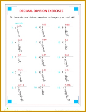 3 Dividing Decimals Worksheet | FabTemplatez