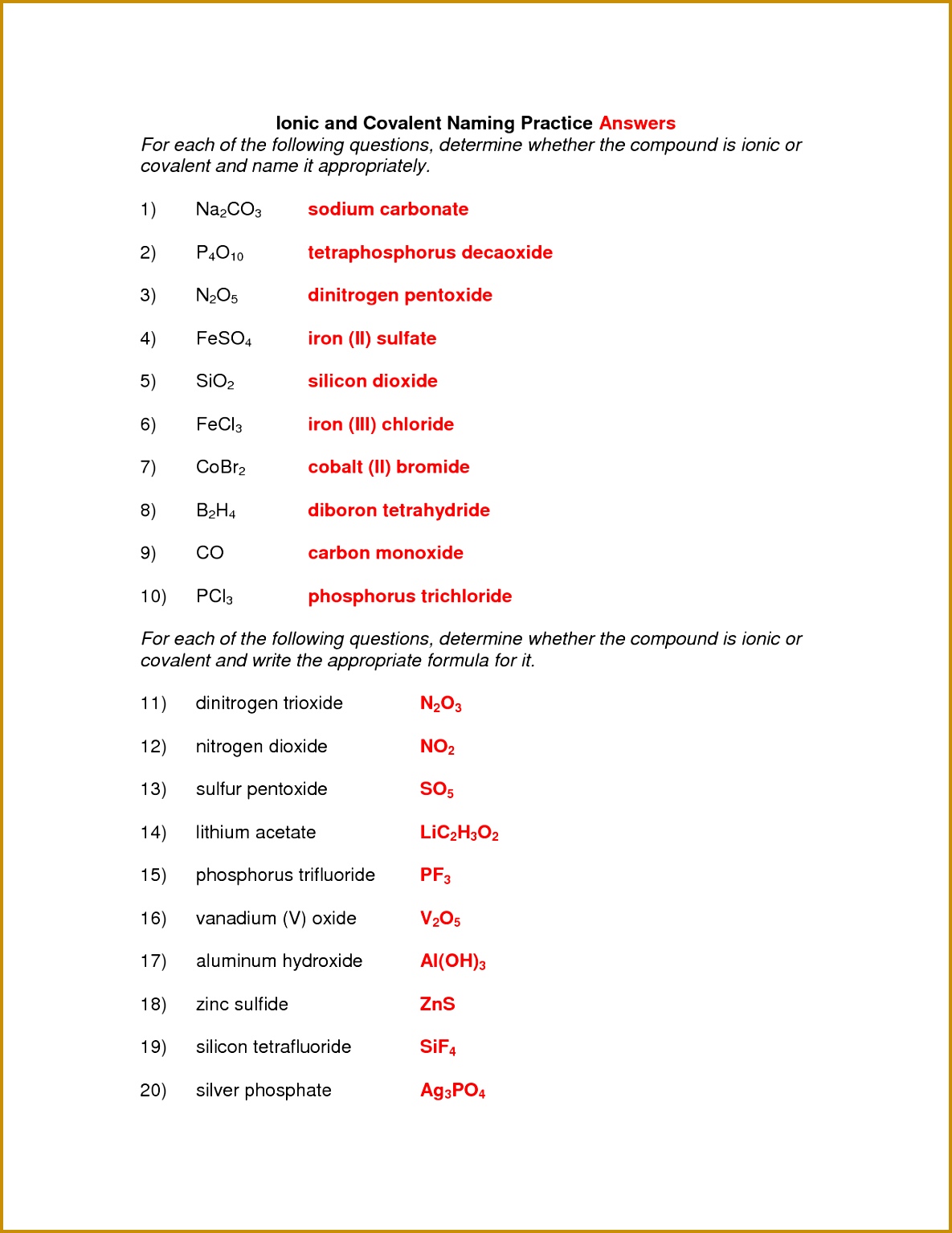 7 Naming Ionic Compounds Worksheet Answers FabTemplatez