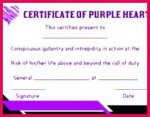 6 Purple Heart Certificate Template 42581 Fabtemplatez