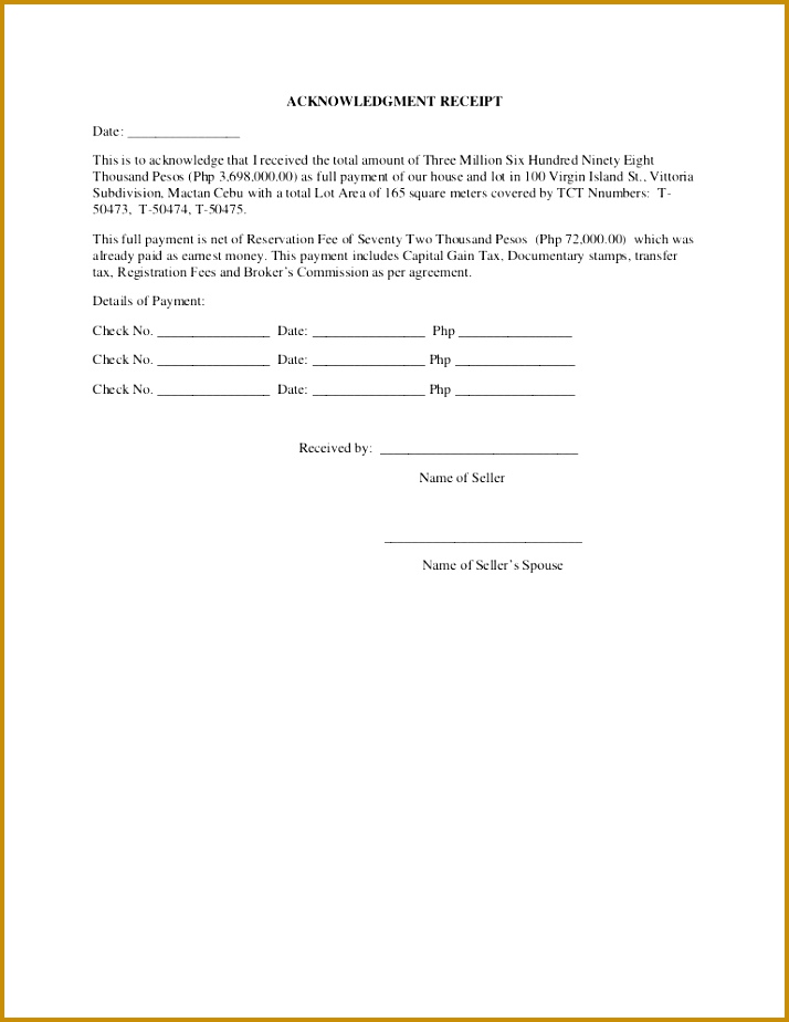 4 Acknowledgement Letter Of Payment | FabTemplatez