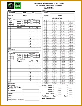 5 Basketball Score Sheet Template Excel | FabTemplatez