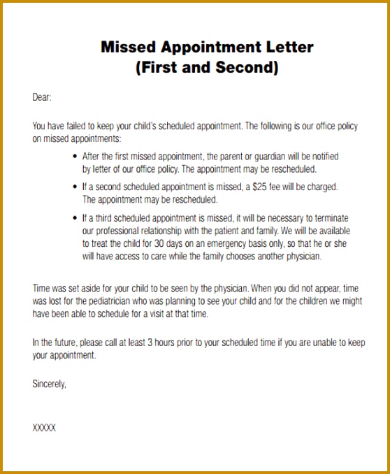 4 Missed Appointment Letter Template | FabTemplatez