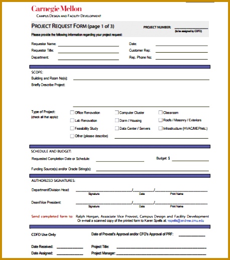 5 Project Request form Template Excel | FabTemplatez