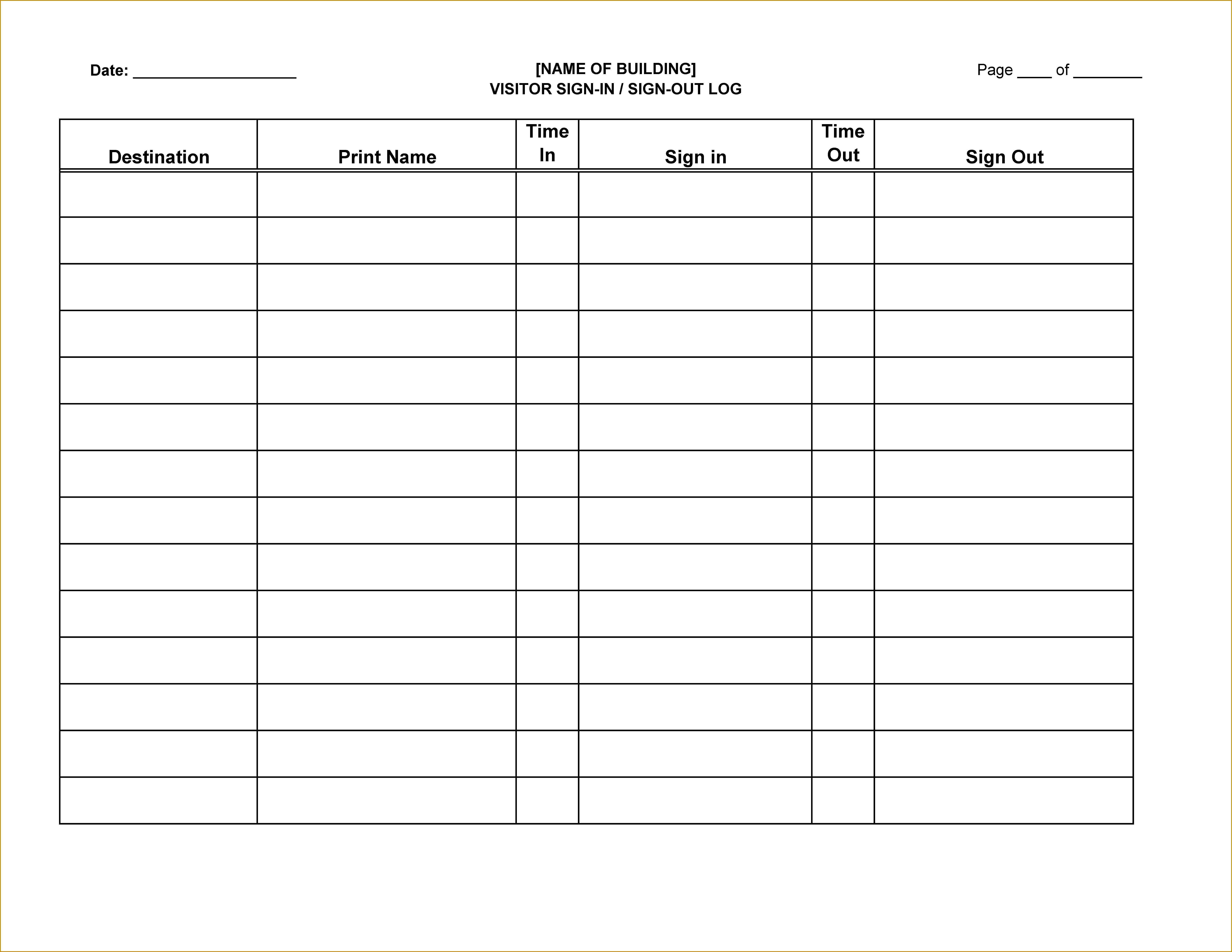 7 Sign In and Out Log Template | FabTemplatez