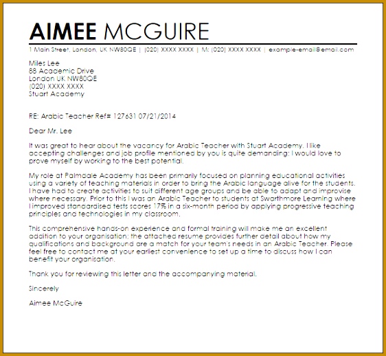 7 Formal Letter To Teacher Sample FabTemplatez