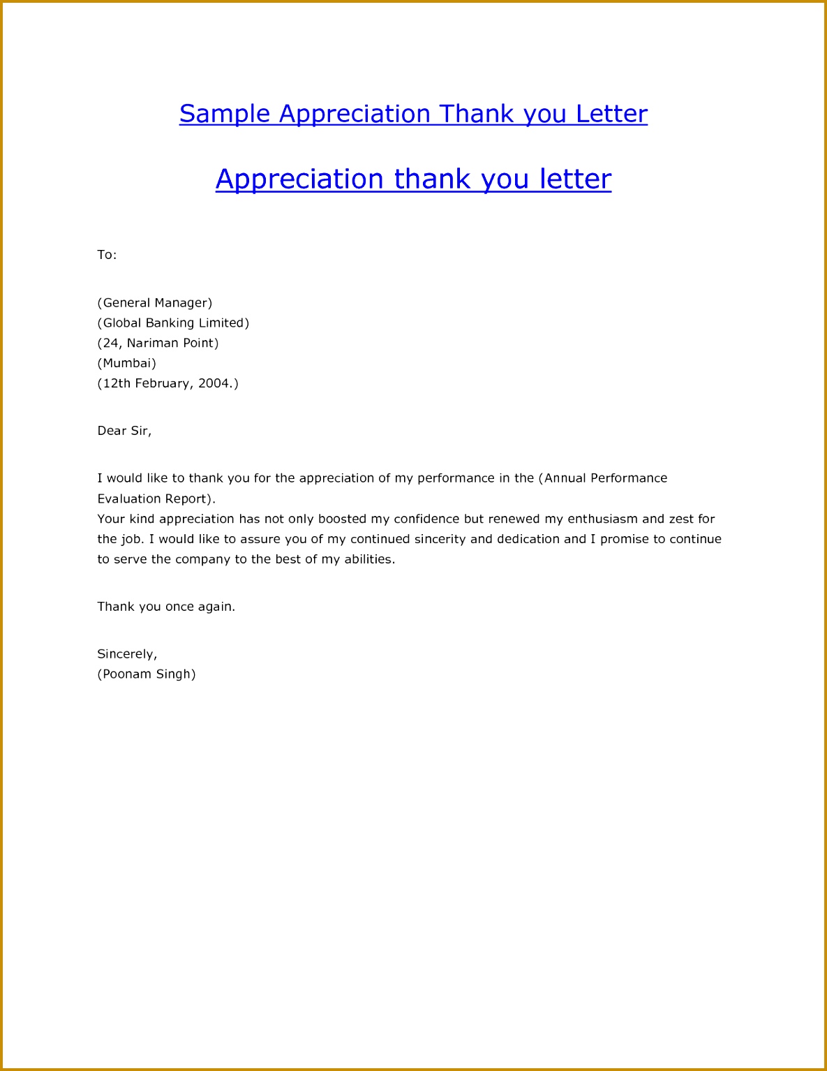 6 formal Thank You Letter Email Template | FabTemplatez