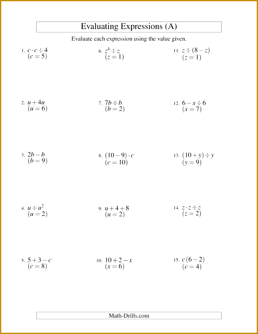 Solve One Step Equations Worksheet