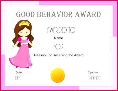 6 Good Behavior Certificate Templates 27281 | FabTemplatez