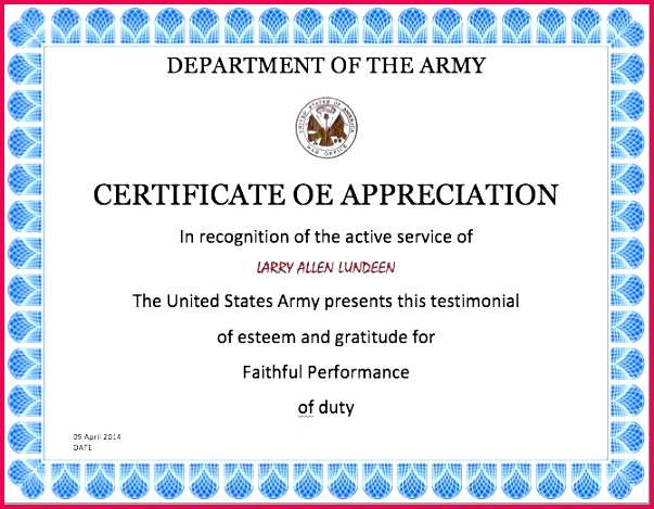 3 Military Appreciation Certificate Templates 18751 | FabTemplatez